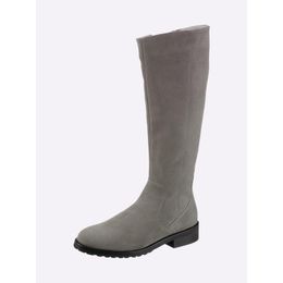 Heine Damen Stiefel, Grau, Gr. 39, Stiefel, Material: Rindsleder