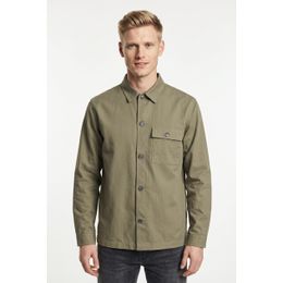 Jack & Jones Langarmhemd JACK & JONES "JPRBLATYLER HERRINGBONE L/S OVERSHIRT", Herren, Gr. L, N-Gr, smokey olive fit:relaxed fit, Web, Obermaterial: 43% Lyocell, 38% Baumwolle, 19% Leinen, unifarben, relaxed fit normal, Manschette, Hemden, mit Brust Tasche