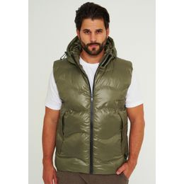 Steppweste Soulstar "Pufferweste f&uuml;r Herren als Bodywarmer mit Kapuze", Herren, Gr. L, gr&uuml;n (olive), Obermaterial: 100% Polyester PES., Westen Steppweste