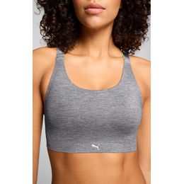 Sporttop Puma "Puma WOMEN 3D KNIT SPORT TOP", Damen, Gr. L, grau (grau melange), Single Jersey, Obermaterial: 65% Polyamid, 24% Polyester, 11% Elasthan, Tops Sporttop, wendbare und verstellbare Tr&auml;ger f&uuml;r einen personalisierten Look
