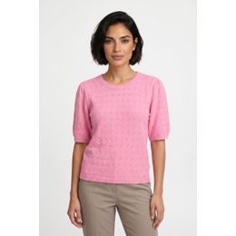 V&eacute;ro Moda Kurzarmpullover VERO MODA "VMDOFFY STITCH 2/4 O-NECK PULLOVER NOOS", Damen, Gr. L, prism pink detail:melange, Strick, Obermaterial: 94% Polyester, 3% Elasthan, 3% Nylon, meliert, regular fit normal, Rundhals, Pullover, Materialmix, regular fit