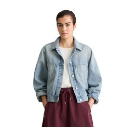 Marc O'Polo Jeansjacke MARC O'POLO DENIM "aus reiner Baumwolle", Damen, Gr. L, blau (light blau), Obermaterial: 100% Baumwolle, unifarben, oversize, normaler Saum, Jacken Jeansjacke