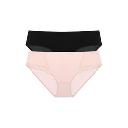 Hipster Dorina "Jana", Damen, Gr. L, schwarz (pink, schwarz), Microfaser, Obermaterial: 85% Polyamid, 15% Elasthan, k&ouml;rpernah, Unterhosen, elastisch, Spitze, feminin