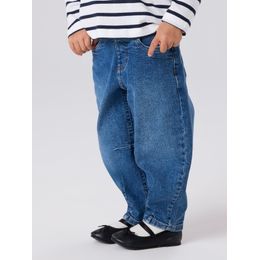 Bequeme Jeans name it "NMFBELLA BALLOON JEANS 2441-SM NOOSwe", M&auml;dchen, Gr. 110, N-Gr, faded denim, Denim/Jeans, Obermaterial: 99% Baumwolle, 1% Elasthan, leichte Abriebeffekte, Ballonform lang, Jeans