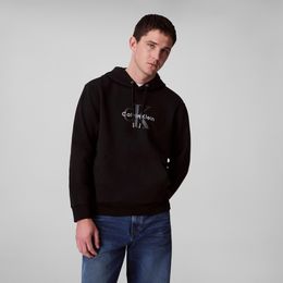 Kapuzensweatshirt Calvin Klein Jeans "400GSM TERRY MONOLOGO HOODIE", Herren, Gr. XXL, schwarz, Sweatware, Obermaterial: 90% Baumwolle, 10% Polyester, unifarben, regular fit normal, Rundhals, eingesetzt Rippb&uuml;ndchen, Sweatshirts, Mit Rundhalsausschnitt