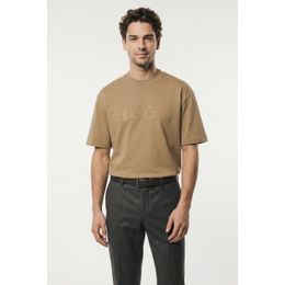 T-Shirt Hugo "Dinkee", Jungen, Gr. L, beige overflow928, Single Jersey, Obermaterial: 100% Baumwolle, oversize lang, Rundhals, abgesteppte Kante, Shirts T-Shirt, Oversized-Fit, reine Baumwolle, Logo-Druck