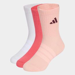 Sportsocken adidas Performance "C KD CRW 3P", M&auml;dchen, Gr. 31-33, pure turbo, wei&szlig;, haze coral, Obermaterial: 63% Baumwolle, 32% Polyester, 4% Elasthan, 1% Polyamid, Socken Sportsocken, f&uuml;r Kinder, im praktischen 3er-Pack