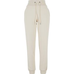 Jogginghose Urban Classics "Urban Classics Damen Ladies Cozy Sweatpants", Damen, Gr. XL, US-Gr&ouml;&szlig;en, beige (sandwei&szlig;), 95% Baumwolle, 5% Elasthan, unifarben, loose fit, Hosen Jogginghose
