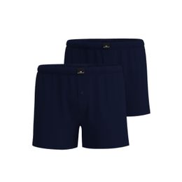 G&ouml;tzburg Boxershorts G&Ouml;TZBURG "Wildlife", Herren, Gr. 5, blau (blau, dunkel, uni), Single Jersey, Obermaterial: 100% Baumwolle, Unterhosen, basic, kurz, mit Logo, mit Eingriff, mit Knopf, Baumwolle