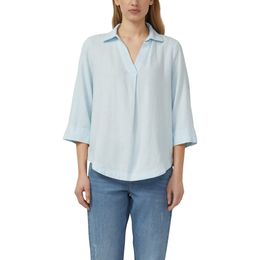 Hemdbluse s.Oliver, Damen, Gr. 36, blau (sky blau), Web, Obermaterial: 52% Leinen, 48% Viskose, unifarben, regular fit normal, V-Ausschnitt, Manschette, Blusen Hemdbluse, mit 3/4-&Auml;rmeln