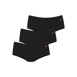 H&uuml;ftpanty Lascana, Damen, Gr. 36/38, schwarz, Doppelripp, Obermaterial: 95% Baumwolle, 5% Elasthan, unifarben, Unterhosen, in elastischer Rippen-Qualit&auml;t