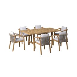 Ambia Garden Gartentischgruppe, Akazie, Beige, Holz, Kunststoff, Textil, Akazie, massiv, F&uuml;llung: Kaltschaum, rechteckig, eckig, Gartenm&ouml;bel, Gartenm&ouml;bel-Sets