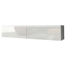P & B Lowboard D140, Wei&szlig; Hochglanz, Kunststoff, kaltwei&szlig;, 140x30x33 cm, Fsc, Made in EU, stehend, h&auml;ngend, Beleuchtung, in verschiedenen Holzdekoren erh&auml;ltlich, Wohnzimmer, Wohnw&auml;nde, Lowboards, Lowboards stehend