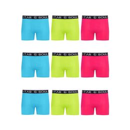 Boxershorts Soulstar "Basic Herren Unterhosen Unterw&auml;sche Extra Weiches Material M&auml;nner", Herren, Gr. L, 9 Stk., pink (3turq_3pink_3lime), Obermaterial: 95% Baumwolle CO. 5% Elasthan EL., Unterhosen, Basic Herren Unterhosen Unterw&auml;sche Extra Weiches Material M&auml;nner