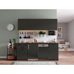 respekta K&uuml;chenblock, Grau, Eiche, Holzwerkstoff, 1 Schublade(n),1 Schublade(n) Schubladen, nur wie online abgebildet bestellbar, seitenverkehrt montierbar, E, 195 cm, Made in Germany, links aufbaubar, rechts aufbaubar, K&uuml;chen, K&uuml;chenzeilen & K&uuml;chenbl&ouml;cke, K&uuml;chenzeilen mit Ger&auml;ten