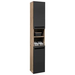 Mid.you Hochschrank, Schwarz, Eiche, Kunststoff, 2 F&auml;cher, einzeln stellbar, 34x190x31 cm, stehend, Badezimmer, Badezimmerschr&auml;nke, Hochschr&auml;nke