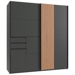 Mid.you Schwebet&uuml;renschrank, Graphit, Eiche Artisan, Holzwerkstoff, 4 F&auml;cher, 3 Schublade(n) Schubladen, 180x198x65 cm, BQ - B&uuml;ndnis f&uuml;r Qualit&auml;t, Made in Germany, DIN EN ISO 9001, in verschiedenen Holzdekoren erh&auml;ltlich, Schlafzimmer, Kleiderschr&auml;nke, Schwebet&uuml;renschr&auml;nke