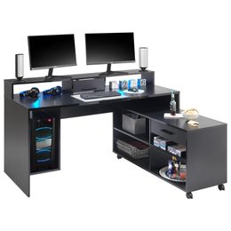 Livetastic Gamingtisch, Schwarz, Holzwerkstoff, 1 Schublade(n) Schubladen, rechteckig, 70x92x160 cm, Kabeldurchlass, Arbeitszimmer, Schreibtische, Computertische