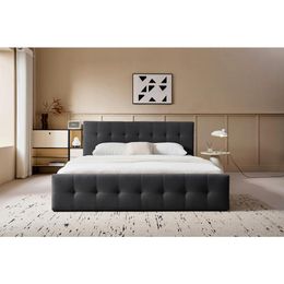 Boxxx Polsterbett, Dunkelgrau, Kunststoff, Pappel, massiv, 180x200 cm, gepolstertes Kopfteil, Stoffauswahl, in verschiedenen Gr&ouml;&szlig;en erh&auml;ltlich, Schlafzimmer, Betten, Polsterbetten