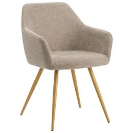 Mid.you Armlehnstuhl, Beige, Metall, Textil, konisch, 56x81.5x63 cm, Esszimmer, St&uuml;hle, Esszimmerst&uuml;hle, Armlehnenst&uuml;hle