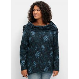 sheego by Joe Browns sheego Gro&szlig;e Gr&ouml;&szlig;en Sweatshirt mit weitem Schalkragen, schwarz-bedruckt, Gr&ouml;&szlig;e 48/50 - Damen