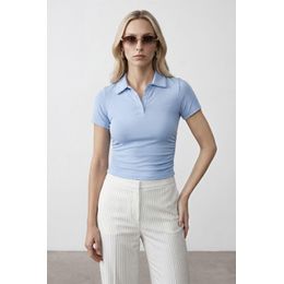 Damen Crop Slim Fit Polo T-Shirt