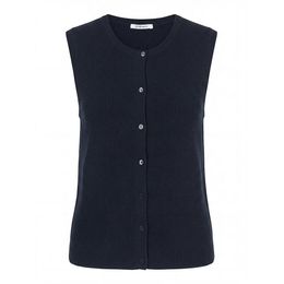 Peter Hahn - Rundhals Strickweste mit Kaschmir, blau, Gr. 36 / S - Schurwolle