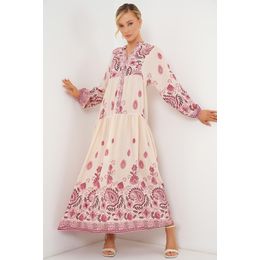 Gemustertes V-Ausschnitt Maxikleid