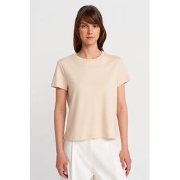 Damen Baumwoll-Ripp T-Shirt mit Rundhalsausschnitt