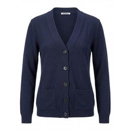 Peter Hahn - Strickjacke mit V-Ausschnitt, blau, Gr. 52 / XXL - Baumwolle
