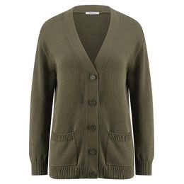 Peter Hahn - Strickjacke mit V-Ausschnitt, gr&uuml;n, Gr. 50 / XL - Baumwolle