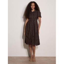 Sommerkleid Apricot "Midikleid", Damen, Gr. S (36), N-Gr, braun, gewebt, Obermaterial: 100% Baumwolle CO., uni, Bogenkante, Kleider Sommerkleid, mit Blumenstickerei