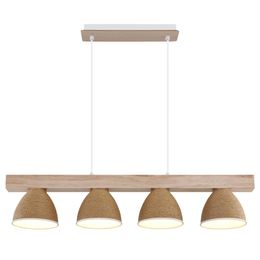 Globo LIGHTING H&auml;ngeleuchte "LYNDON", wei&szlig; matt, 4, &Oslash; 15cm H: 120cm, 1 Stk., Leuchten, Stilvolle H&auml;ngeleuchte: Holz & Metall, h&ouml;henk&uuml;rzbar, modern, H&auml;ngeleuchte