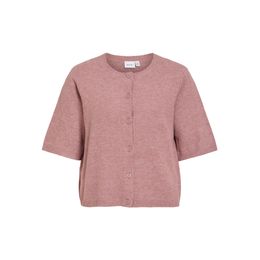 Strickjacke Vila "VILIGA 2/4 O-NECK KNIT CARDIGAN - NOOS", Damen, Gr. L, nostalgia rose detail:melange, Obermaterial: 97% Polyester, 3% Elasthan, meliert, regular fit normal, Rundhals, Strickjacken Strickjacke, Materialmix, regular fit
