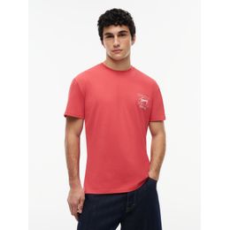 T-Shirt Tommy Jeans "TJM REGULAR SIGNATURE FLAG", Jungen, Gr. 4XL, anthem rot, Single Jersey, Obermaterial: 100% Baumwolle, regular fit normal, Rundhals, Shirts T-Shirt