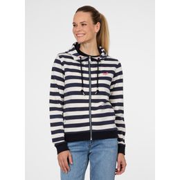 Kapuzensweatjacke Ragwear "PARYA STRIPES", Damen, Gr. L, navy, Sweatware, Obermaterial: 50% Baumwolle, 50% Polyester, gestreift, normal, Rundhals, Sweatjacken, aus Baumwollmischung, normale Passform, mit Rei&szlig;verschluss