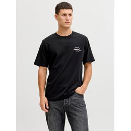 Jack & Jones Rundhalsshirt JACK & JONES "JJBRANDON TEE SS CREW NECK", Jungen, Gr. L, schwarz print:small print, Jersey, Obermaterial: 100% Baumwolle, bedruckt, regular fit, Rundhals, Shirts Rundhalsshirt