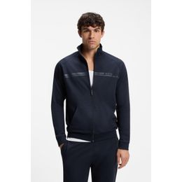 Sweatjacke BOSS "Authentic", Herren, Gr. L, dunkelblau 404, Sweatware, Obermaterial: 100% Baumwolle, regular fit normal, B&uuml;ndchen, Sweatjacken Sweatjacke, mit Streifen und Logo, regular fit