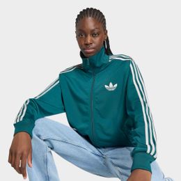 Trainingsjacke adidas originals "FIREBIRD TRACK LOOSE", Damen, Gr. L, rich gr&uuml;n, grau two, Obermaterial: 100% Polyester, Jacken Trainingsjacke, FIREBIRD, locker geschnitten