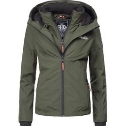 Outdoorjacke Marikoo "Erdbeere", Damen, Gr. 5XL (50), gr&uuml;n, Oberstoff: 100% Polyester. Futter: 100% Polyester. Wattierung: 100% Polyester. &Auml;rmelfutter: 100% Polyester, clean, tailliert h&uuml;ftbedeckend, &Auml;rmel ohne &Auml;rmelschlitz Rippstrickb&uuml;ndchen kontrastfarben, Jacken Outdoorjacke, sportliche Funktionsjacke mit Kapuze