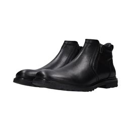 Bugatti Herren Stiefelette, Gr. 44, schwarz, Lederimitat, Schuhe, Zipper Boots, Stiefelette mit Profillaufsohle - schmale Form