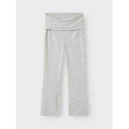 Bootcuthose name it "NKFSPICE BOOTCUT PANT NOOS", M&auml;dchen, Gr. 146, N-Gr, light grau melange, Jersey, Obermaterial: 95% Baumwolle, 5% Elasthan, unifarben, skinny fit kn&ouml;chellang, Hosen