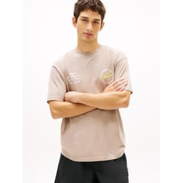 T-Shirt Tommy Jeans "TJM RELAXED SIGN CIRCLE", Jungen, Gr. 3XL, beige (limestone dust), Single Jersey, Obermaterial: 100% Baumwolle, bedruckt, unifarben, relaxed fit normal, Rundhals, eingesetzt abgesteppte Kante, Shirts T-Shirt, mit Markenprint, Rundhals