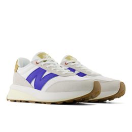 Sneaker New Balance "370", Herren, Gr. 38,5, nb 103 wei&szlig;, blau gemstone, Leder, Mesh, Schuhe Sneaker
