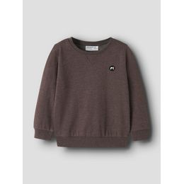 Sweatshirt name it "NMMVIMO LS SWEAT BRU NOOS", Jungen, Gr. 104, french roast, angeraute Sweatware, Obermaterial: 60% Baumwolle, 40% Polyester, bestickt, unifarben, regular fit h&uuml;ftlang, Rundhals, Rippb&uuml;ndchen, Sweatshirts Sweatshirt