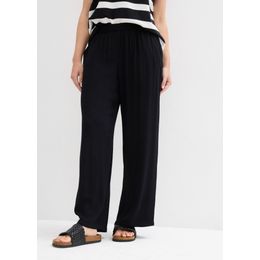 Palazzohose bonprix, Damen, Gr. 36, N-Gr, schwarz, Obermaterial: 100% Viskose, loose fit, Hosen Palazzohose, lockere Passform, aus Viskose, maschinenwaschbar, femininer Stil
