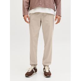 Jack & Jones Schlupfhose JACK & JONES "JPSTGORDON DYLAN JOGGER", Herren, Gr. L, N-Gr, beige (string), Web, Obermaterial: 98% Baumwolle, 2% Elasthan, unifarben, regular fit lang, Hosen Schlupfhose, Baumwollmischung, regular fit