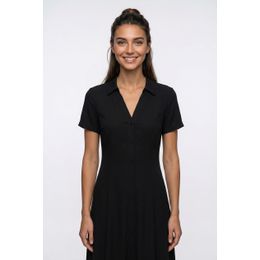 V&eacute;ro Moda Blusenkleid VERO MODA "VMJOSIE S/S CALF SHIRT DRESS WVN GA", Damen, Gr. XS, N-Gr, schwarz, Web, Obermaterial: 83% Viskose, 17% Nylon, unifarben, regular fit knieumspielend, V-Ausschnitt, Kleider Blusenkleid, Viskosemischung, regular fit