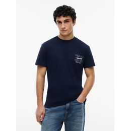 T-Shirt Tommy Jeans "TJM REGULAR SIGNATURE FLAG", Jungen, Gr. 4XL, schwarz night navy, Single Jersey, Obermaterial: 100% Baumwolle, regular fit normal, Rundhals, Shirts T-Shirt