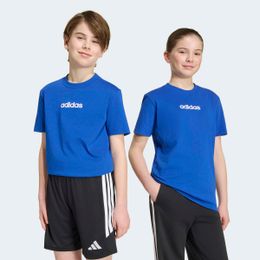 T-Shirt adidas Sportswear "J LIN TEE 160", M&auml;dchen, Gr. 128, royal blau, wei&szlig;, Obermaterial: 100% Baumwolle, Rundhals, Shirts T-Shirt, f&uuml;r Kinder, mit Rundhalsausschnitt, ohne Verschluss, aus Baumwolle